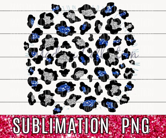 Blue & Silver. Square Leopard Print Sublimation PNG File - Etsy