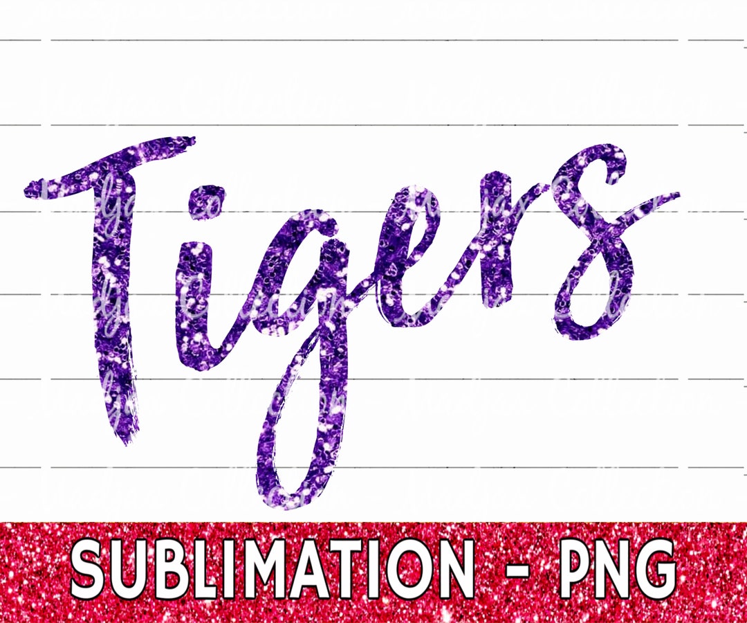 Purple Glitter Tigers PNG File, Sublimation Print, School Mascot ...