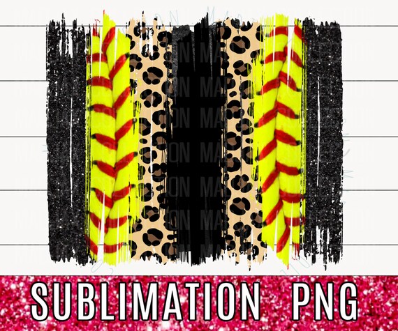 Leopard Softball Brushstroke Stitches Sublimation PNG Team - Etsy