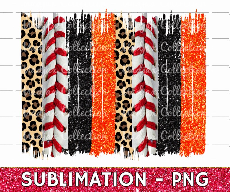Team Baseball Stitches Brush Stroke Orange & Leopard PNG - Etsy
