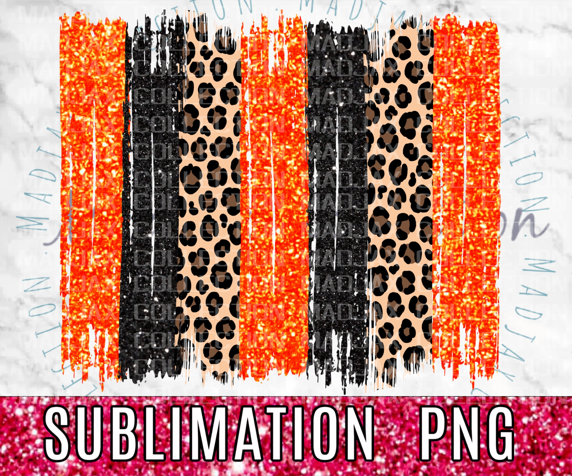 Orange & Black Leopard Brushstroke PNG Sublimation Brush - Etsy