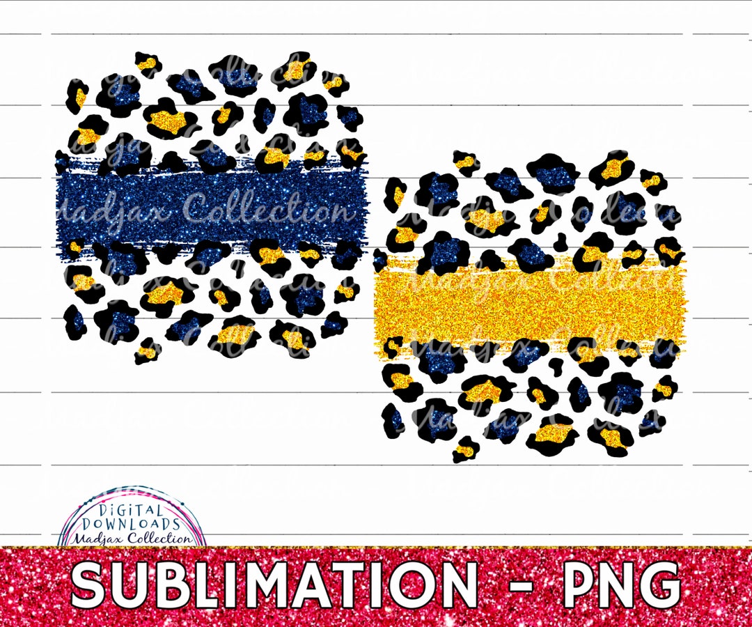 Leopard Brush Stroke PNG: Navy & Gold Glitter Sublimation (digital ...