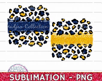 Leopard Brush Stroke, Red & Blue, Sublimation PNG, 2 Files, Bundle ...