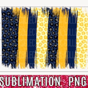 Navy & Yellow Leopard Brush Stroke PNG: School Spirit Sublimation ...