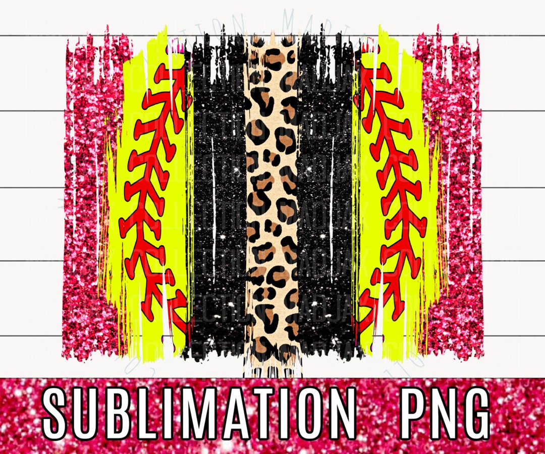 Pink Softball Brush Stroke, Stitches, Sublimation PNG, Team Colors ...