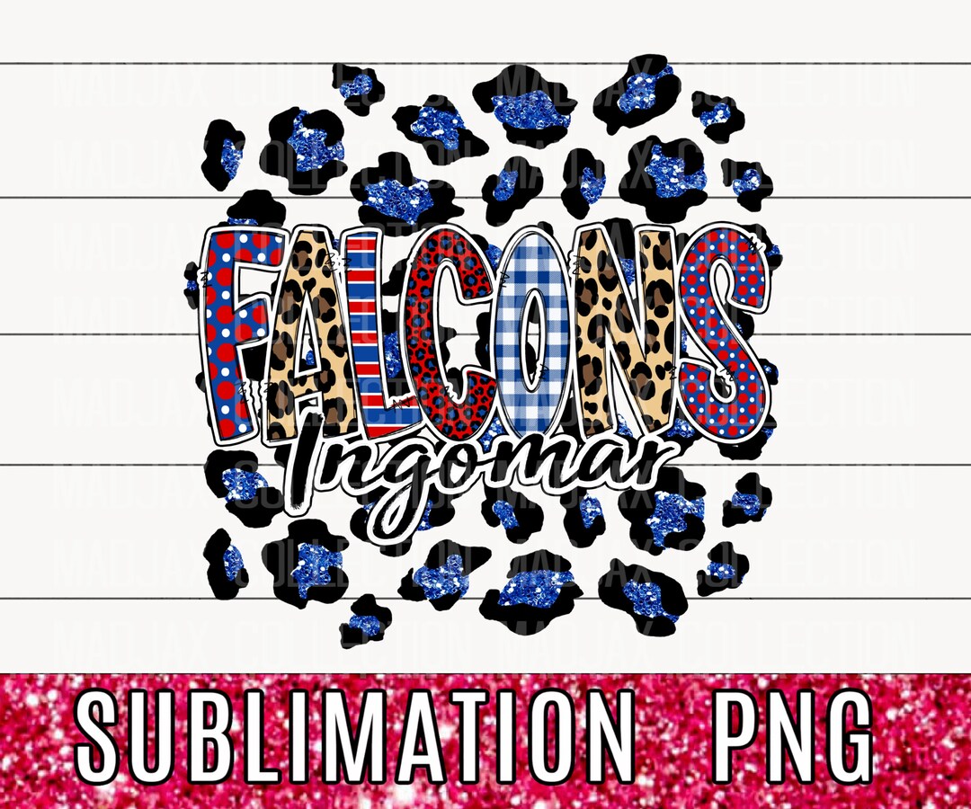 Ingomar Falcons, Square Leopard, Sublimation PNG, Bubble Letters, Polka ...