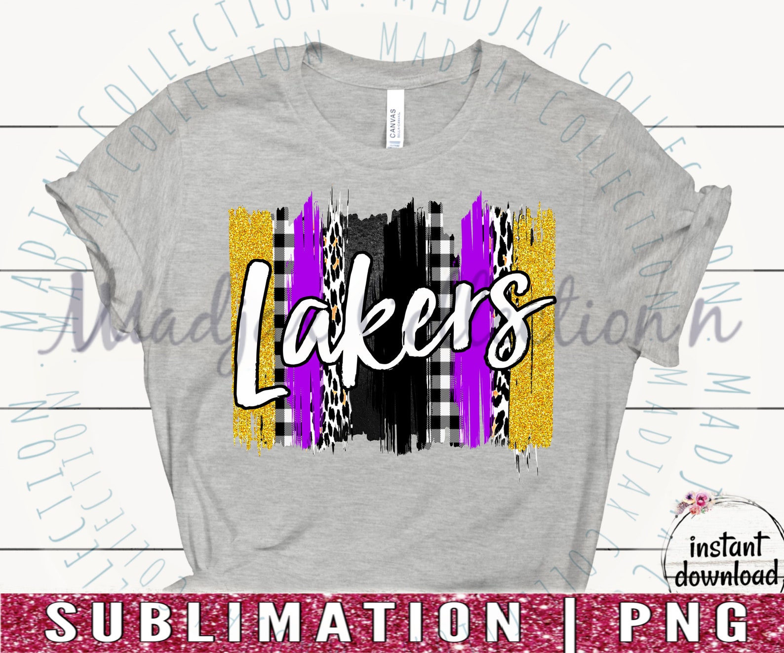 Team Lakers Sublimation PNG Brush Stroke Glitter Plaid - Etsy
