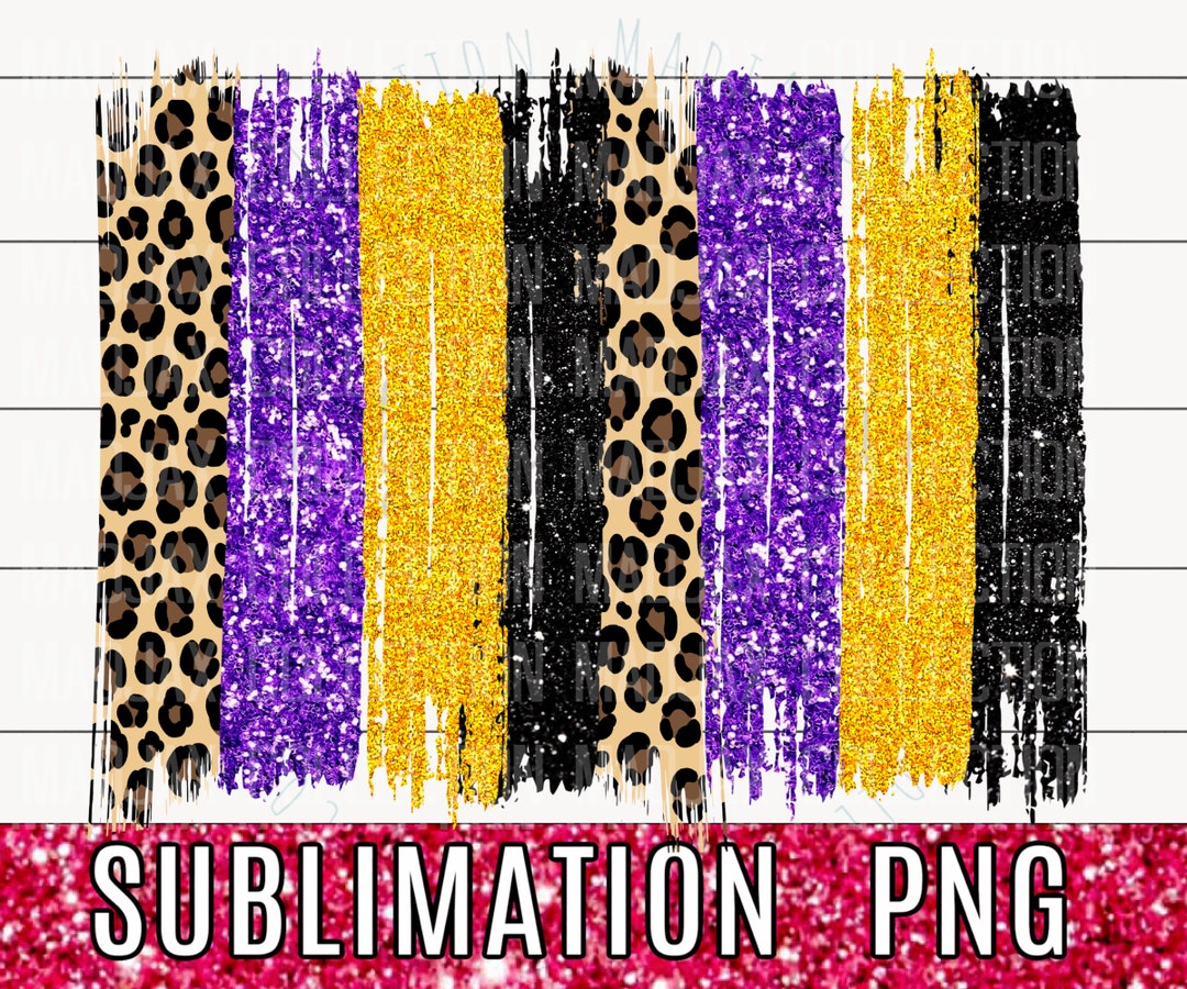 Leopard Brush Stroke, PNG, Sublimation, Team Colors, Purple Yellow ...