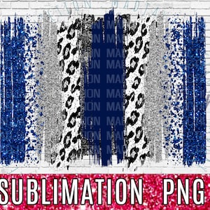 Navy Blue & Silver Brush Stroke Design, Sublimation Print, PNG File ...