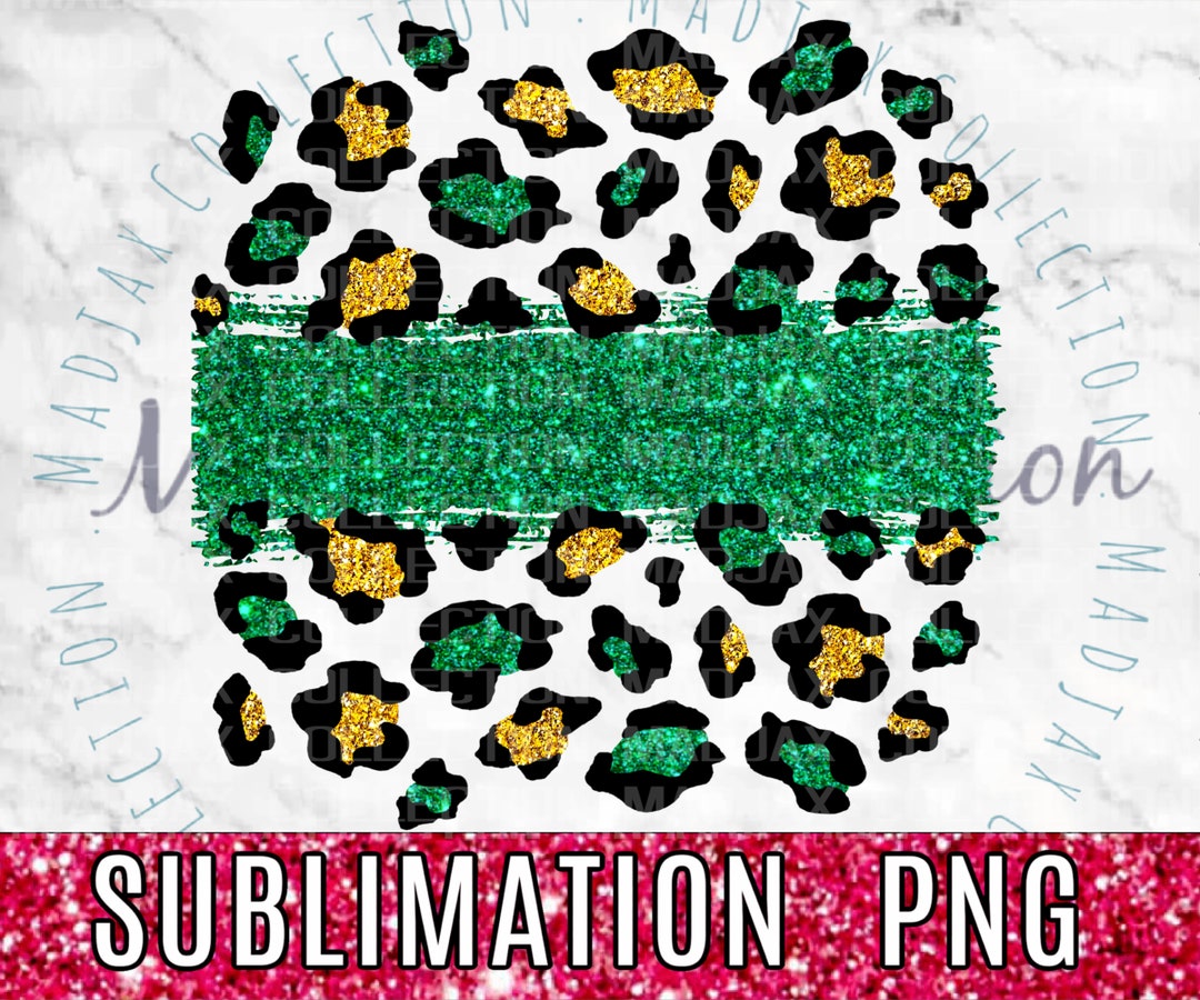 Leopard Brush Stroke, Green & Yellow Gold, Sublimation PNG File, Heat ...