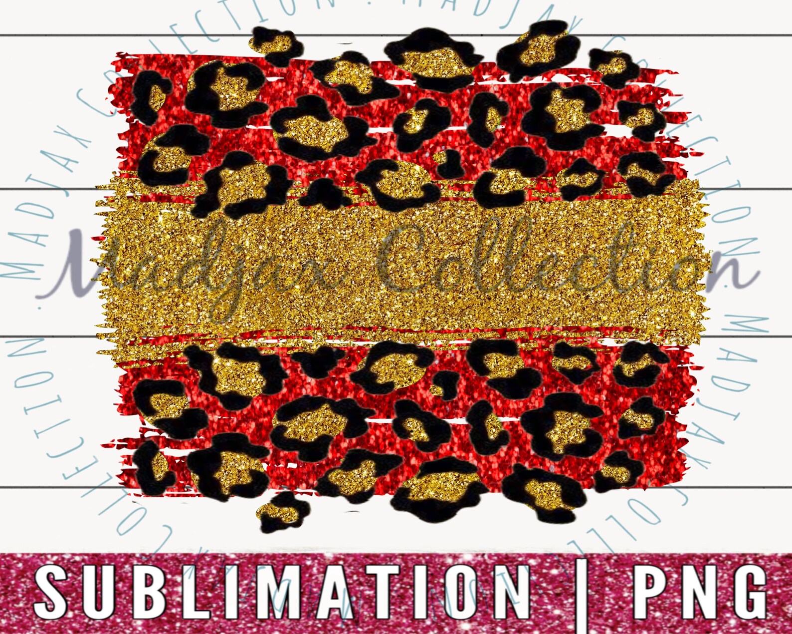Leopard Sublimation, Red & Gold, Team Background, Brush Stroke PNG ...