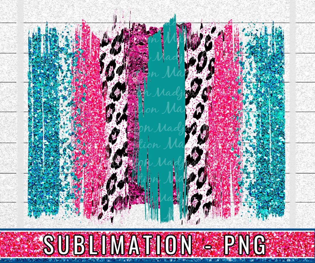 Pink & Teal Leopard Brush Stroke Digital Download, PNG File ...