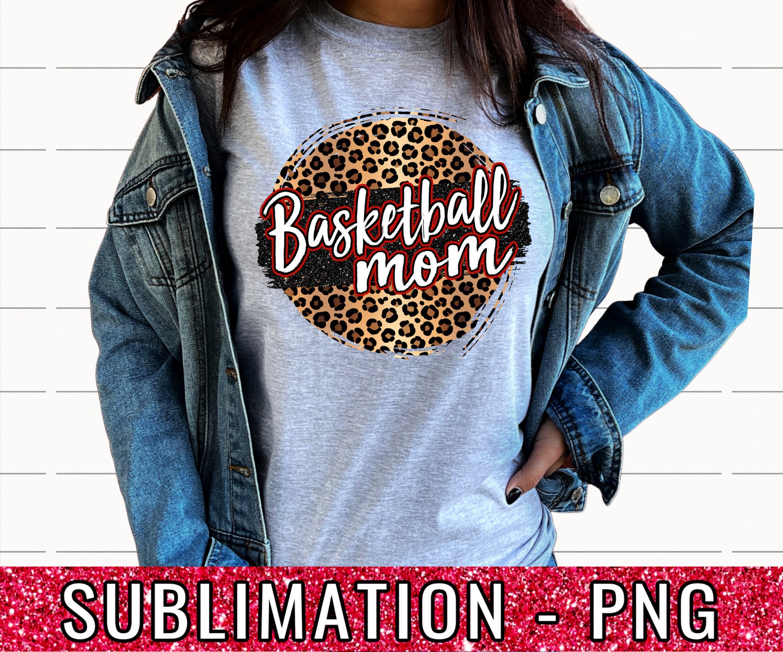 Red Basketball Mom PNG Leopard Circle Sublimation Design - Etsy