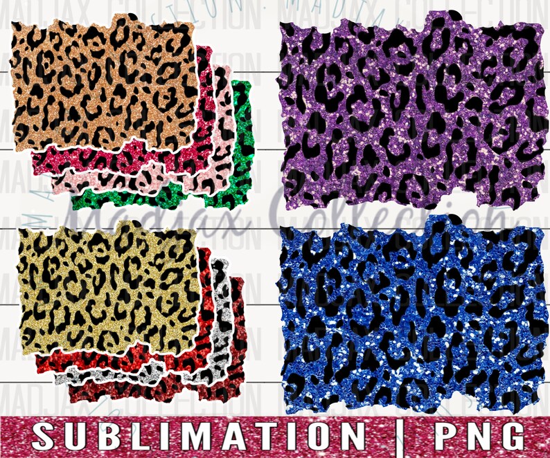 Leopard PNG, Sublimation Background Bundle, 10 Files, Glitter Graphic ...