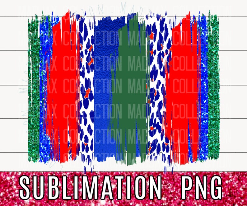 Red Blue & Green Brush Stroke Sublimation PNG Design - Etsy