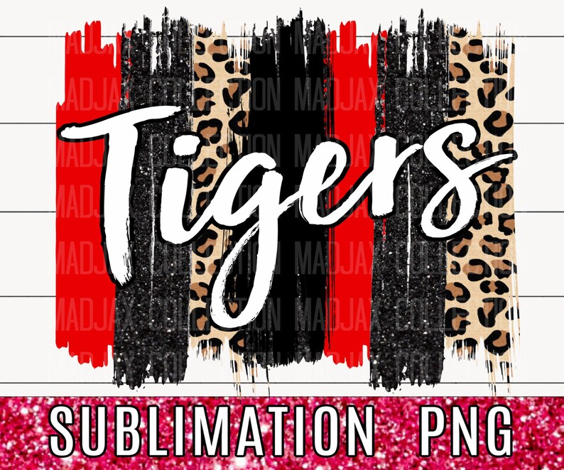 Red Tigers Brush Stroke Sublimation Plaid and Leopard PNG | Etsy