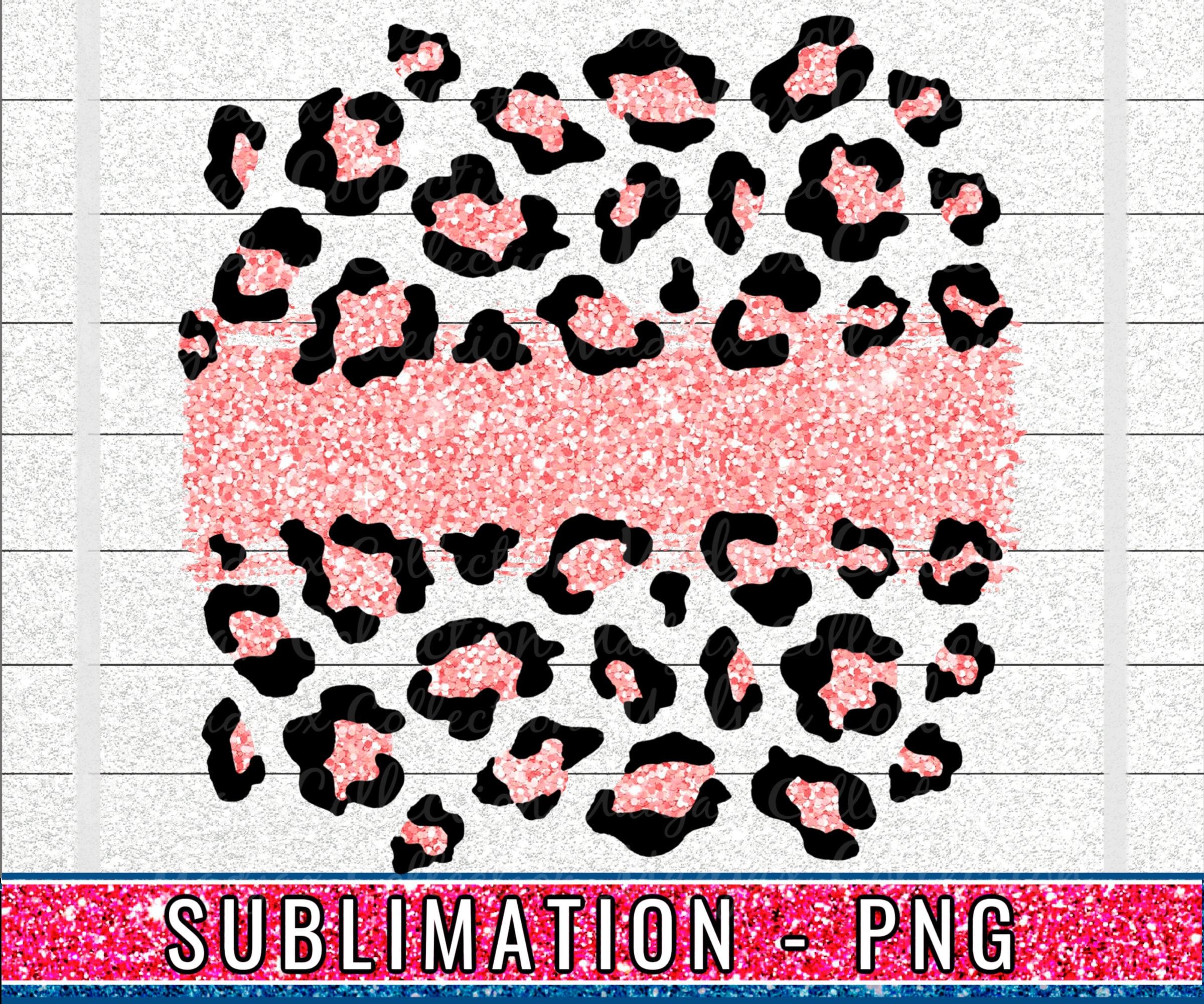 Pink Leopard Print, Glitter Brush Stroke, PNG Sublimation (digital ...