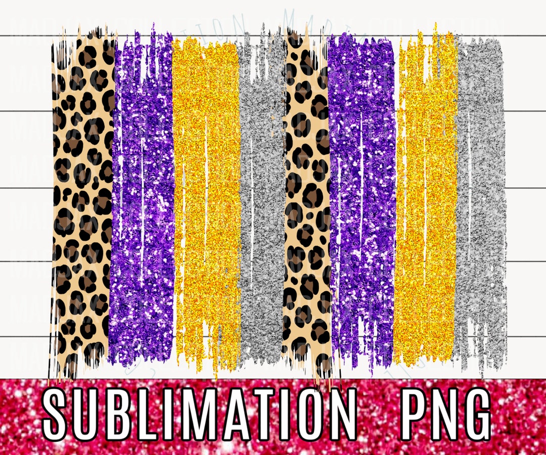 Leopard Brush Stroke, PNG, Sublimation, Team Colors, Purple Yellow ...