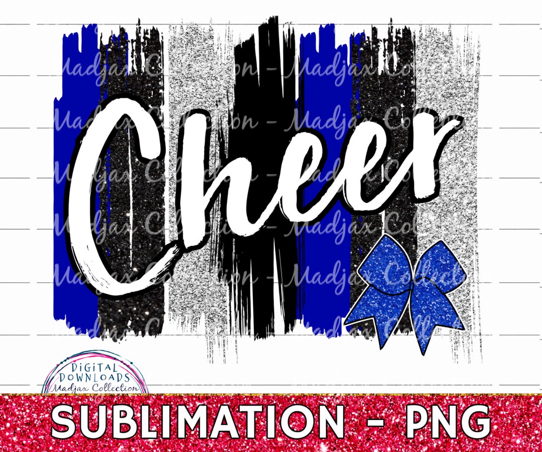 Cheerleader CHEER, Blue Silver & Black, Brush Stroke, Sublimation Print ...