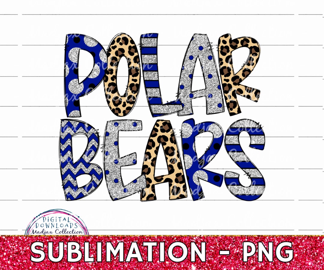 Blue Polar Bears, Bubble Letters, Sublimation Print, PNG File, Polka ...