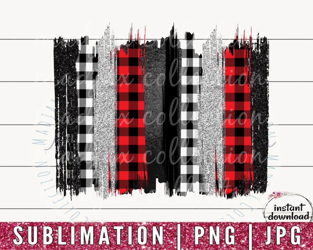 Buffalo Plaid | Red, Black & White Brush Stroke PNG | Sublimation ...