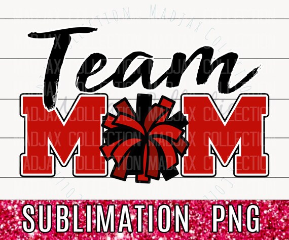 Team Mom Red & Black Sublimation PNG Team Colors - Etsy