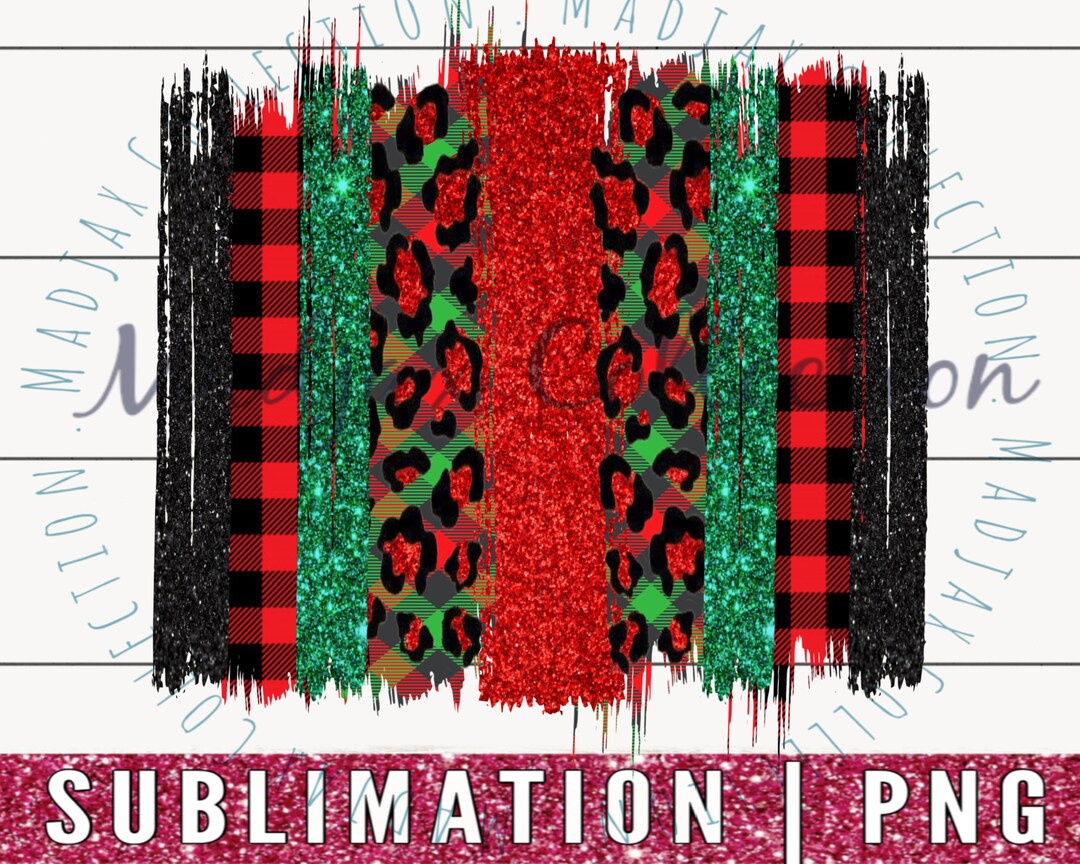 Brush Stroke Background Sublimation, Christmas PNG, Buffalo Plaid, Red ...