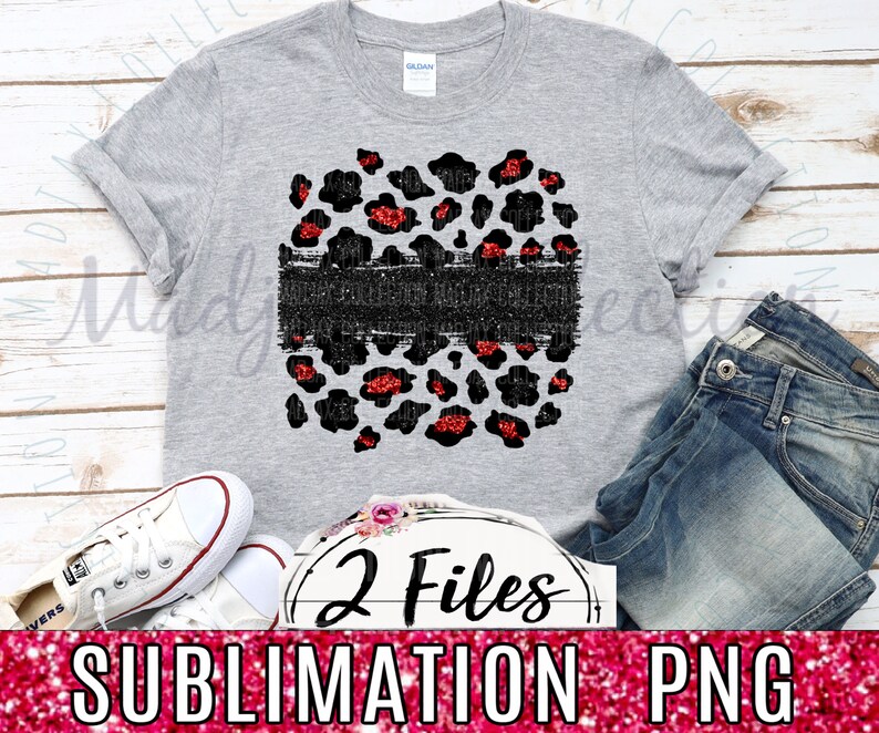 Leopard Brush Stroke Red & Black Sublimation PNG 2 Files | Etsy