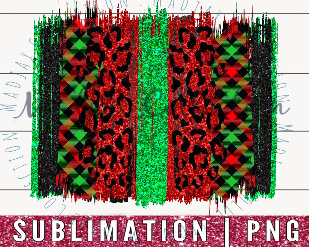 Brush Stroke Background Sublimation, Christmas Plaid PNG, Red Leopard ...