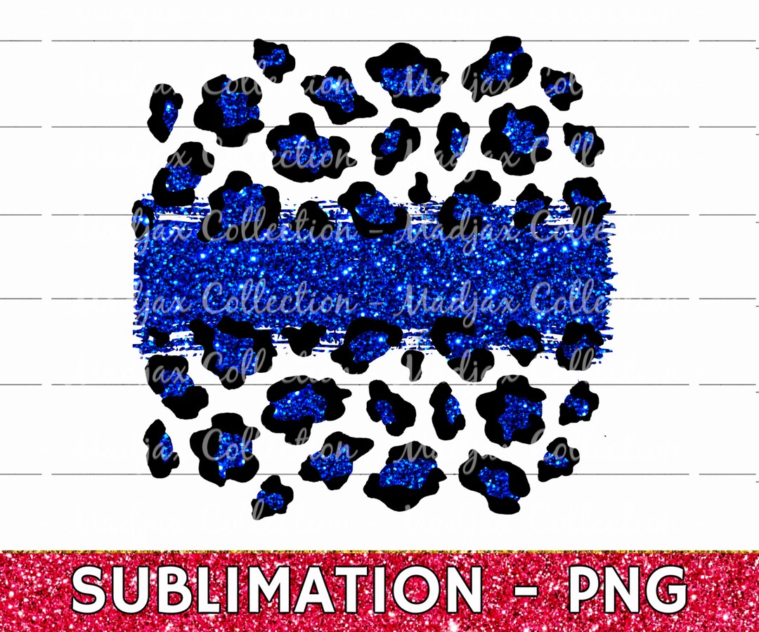 Leopard Square Brush Stroke Sublimation Print, PNG File, Royal Blue ...