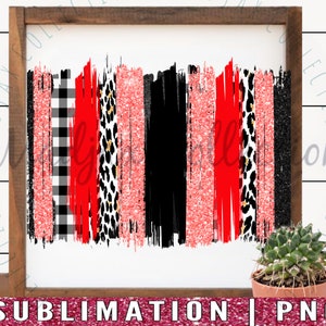 Brush Stroke PNG, Sublimation, Pink and Red, Buffalo Plaid, Leopard ...