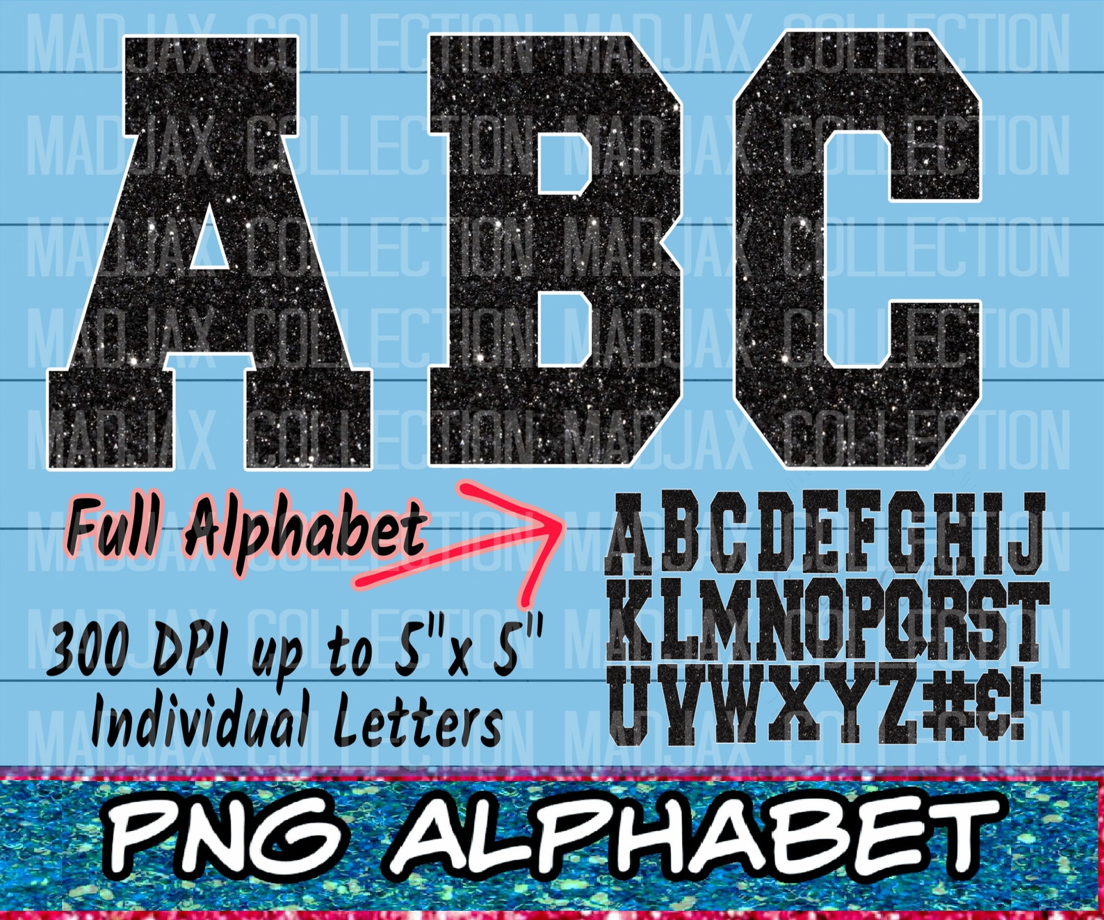 Varsity Glitter Alphabet Set. PNG Sublimation Instant - Etsy