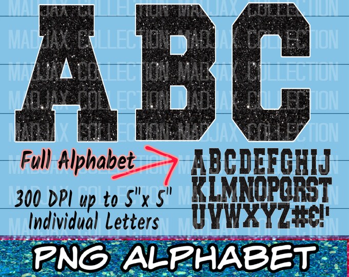 Varsity Glitter Alphabet Set. PNG Sublimation Instant - Etsy