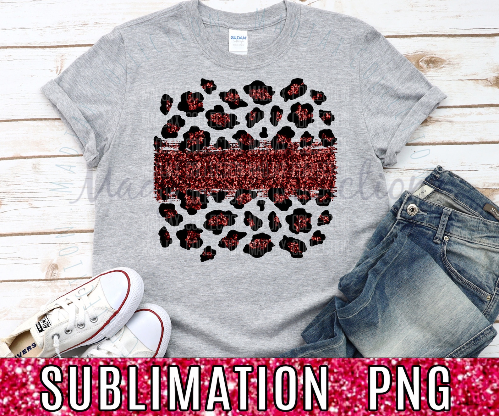 Leopard Sublimation Maroon & Black Background Brush Stroke - Etsy