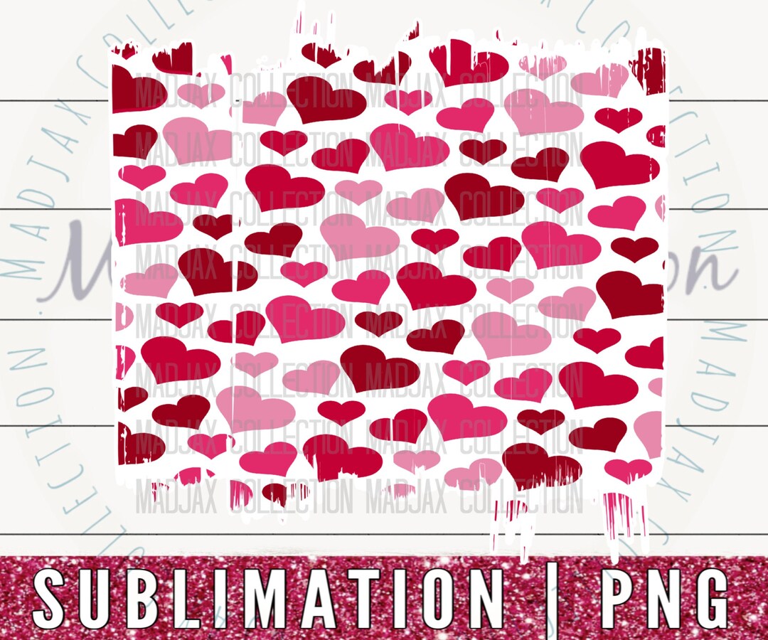 Red & Pink Hearts, Background Sublimation PNG, Valentine's Day, Layer ...