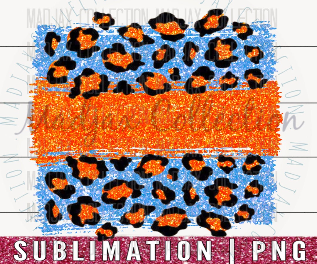 Leopard Sublimation PNG: Baby Blue & Orange Football Team Background ...