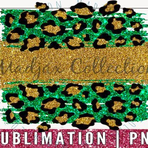 Leopard Sublimation, Green & Gold, Christmas Background, Brush Stroke ...