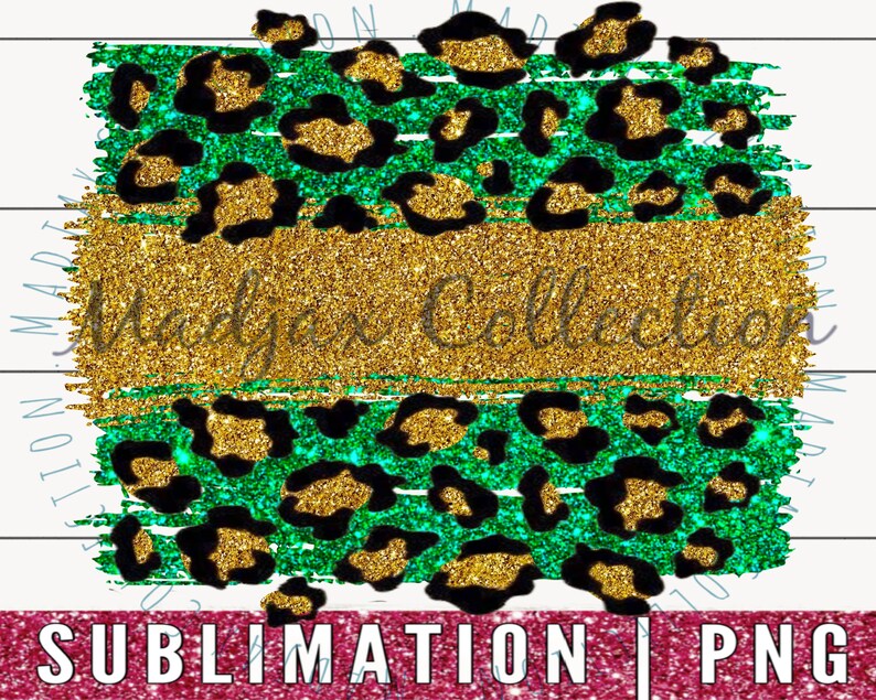 Leopard Sublimation, Green & Gold, Christmas Background, Brush Stroke ...