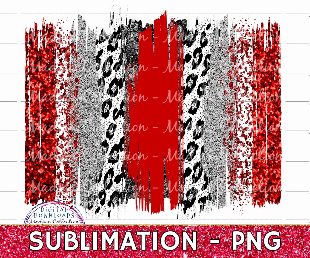 Red & Silver Glitter, Brush Strokes PNG, Sublimation Print, Leopard ...