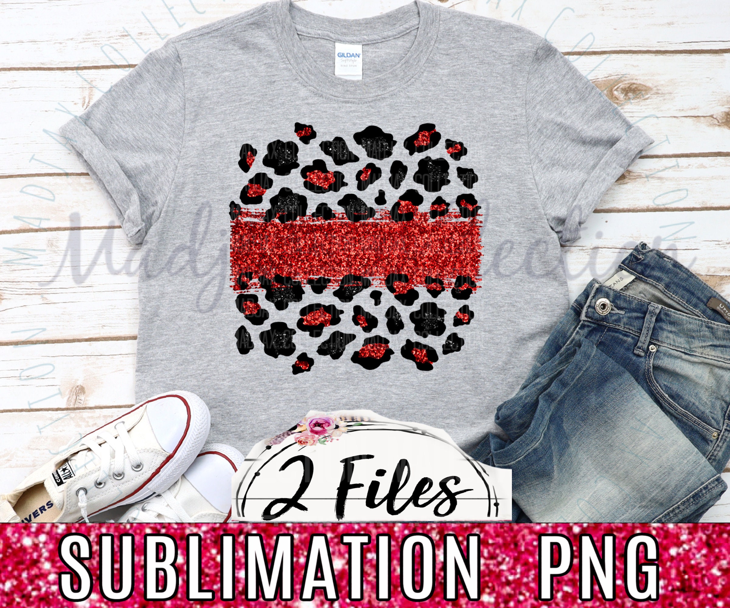 Leopard Brush Stroke, Red & Black, Sublimation PNG, 2 Files, Bundle ...