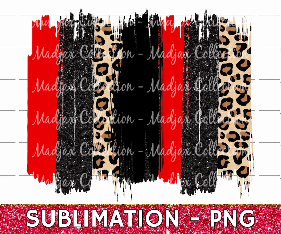 Red & Black Leopard Brush Stroke, Sublimation Print, PNG Digital ...