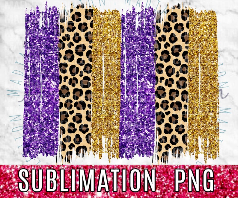 Purple Gold & Leopard Brush Stroke Sublimation PNG - Etsy