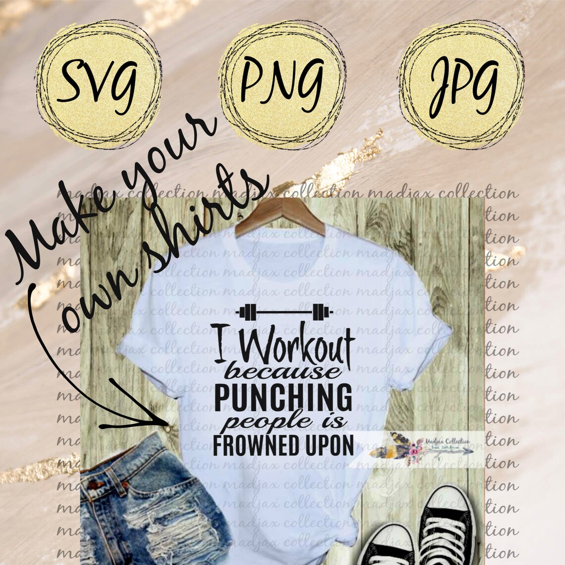 Funny Workout SVG Weight Lifting PNG I Workout Because - Etsy