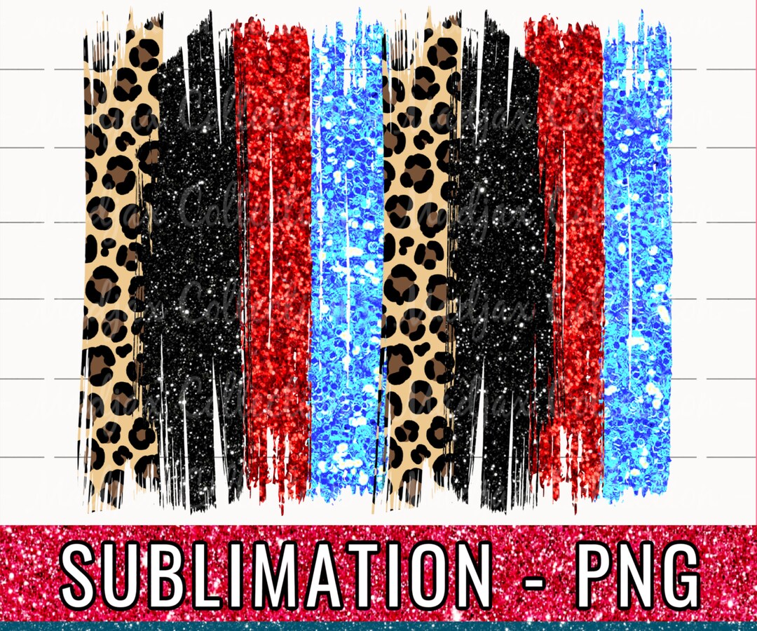 Light Blue Red and Black Leopard Brush Stroke, Sublimation PNG File ...