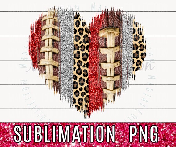 Red Football Brush Stroke Heart PNG Sublimation Team Colors - Etsy