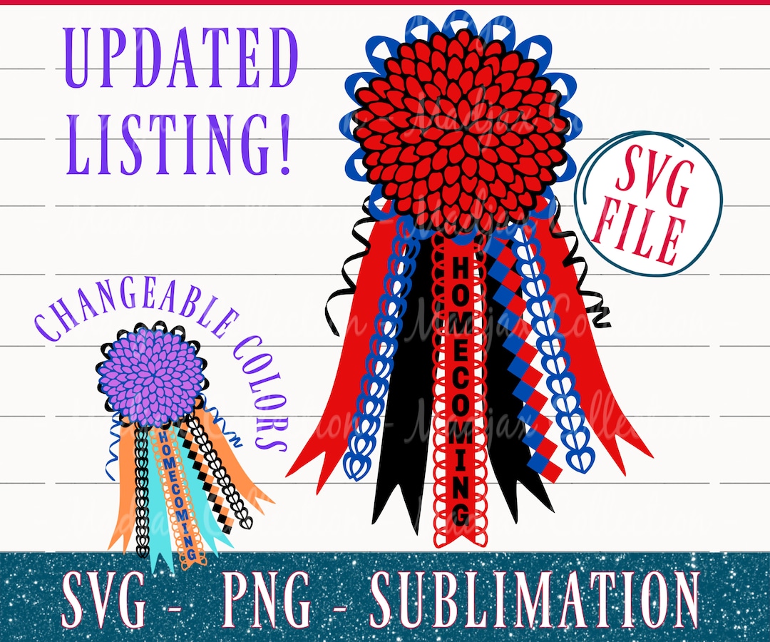 Homecoming Mum, SVG Cut File, HTV, Heat Transfer, Changeable Colors ...