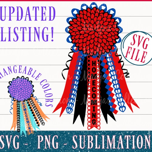 Homecoming Mum SVG Cut File HTV Heat Transfer Changeable - Etsy
