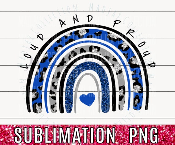 Royal Blue Rainbow Sublimation PNG Silver Leopard Digital - Etsy