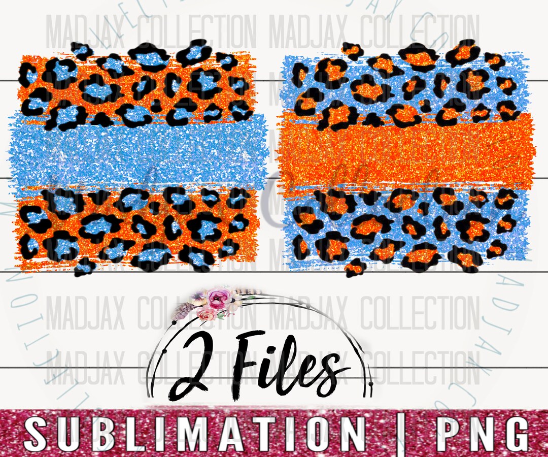Leopard Sublimation, Orange & Baby Blue, Football Team Background ...