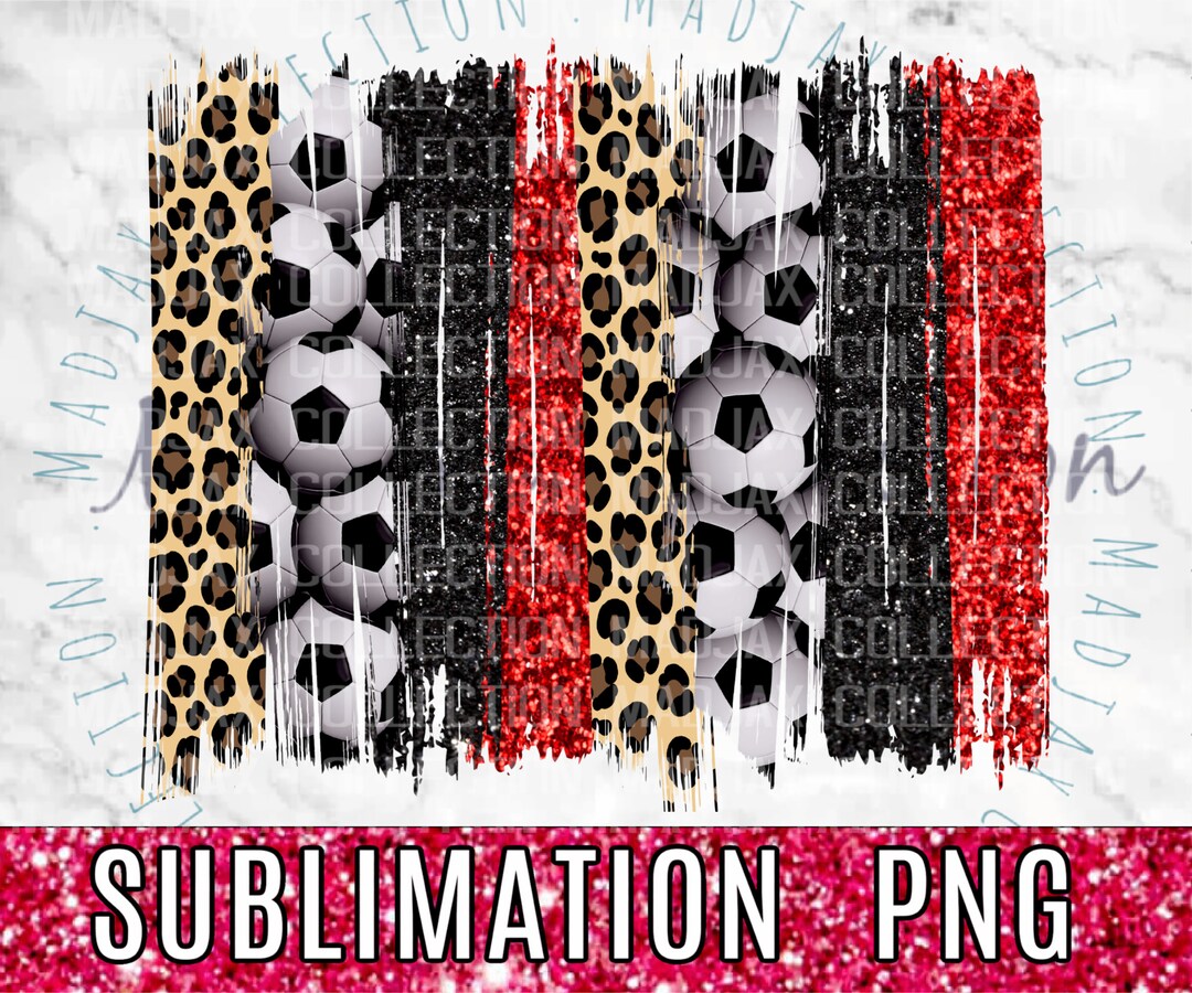 Soccer Brushstroke, Red and Black, Soccer Balls, Leopard Brush Strokes, PNG Sublimation, Cute ...
